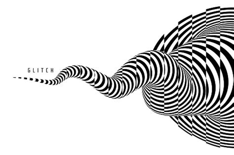 착시가 있는 패턴 블랙 앤 화이트 디자인 터널 추상적인 줄무늬 배경 글리치 추상 배경 왜곡 효과 버그 및 오류 브로셔 표지 전단지 등에 대한 벡터 3차원 형태에 대한 스톡