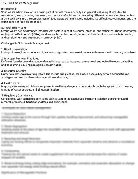 Solution Solid Waste Management Studypool