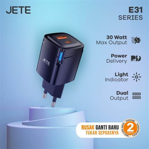 Charger Hp Fast Charger Dual Port 30w Jete E31 Garansi 2 Tahun