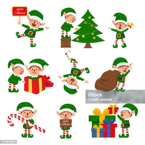 クリスマスエルフのコレクションベクトルイラスト エルフのベクターアート素材や画像を多数ご用意 エルフ クリスマス 働く Istock