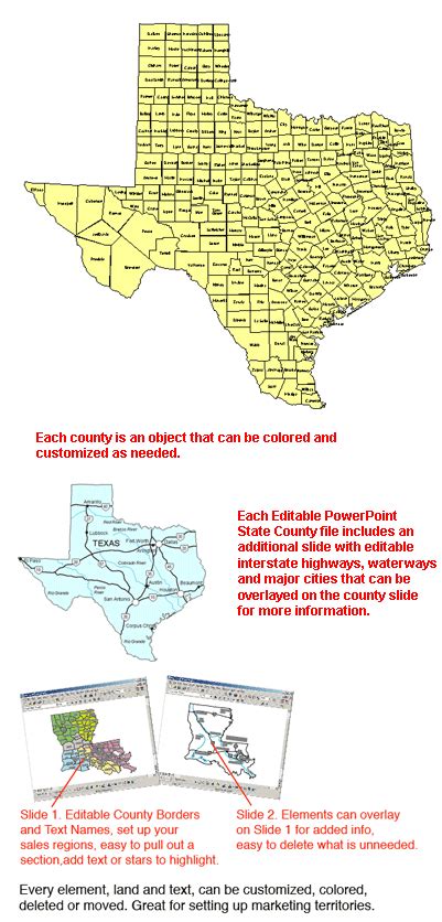 Texas Editable US Detailed County And Highway PowerPoint Map Maps For