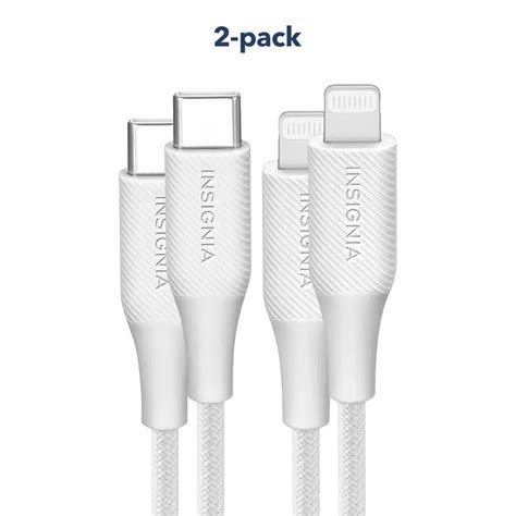 Insignia™ 4 Lightning To Usb C Braided Charge And Sync Cable 2 Pack
