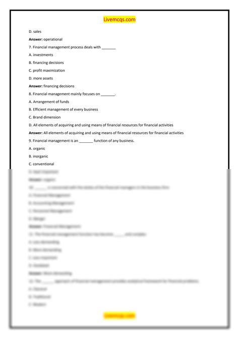 Solution Financial Management Mcq With Answers Pdf Studypool