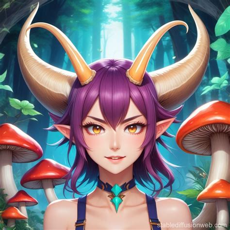 Genderless Horned Mushroom Human With Teeth Stable Diffusion Online