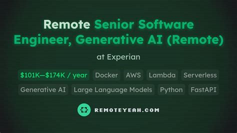 Remote Senior Software Engineer Generative Ai Remote At Experian