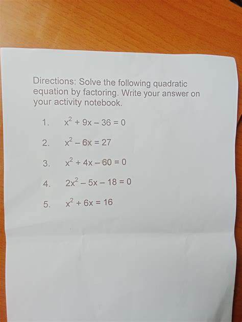 Directions Solve The Following Quadratic StudyX