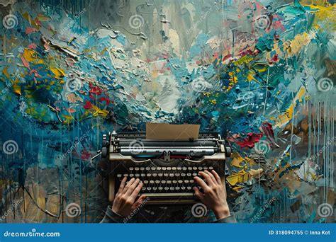 Composite Photo Collage Of Hands Typing Novel On Typewriter Machine