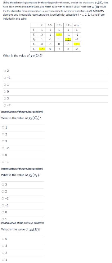 solved using the relationships imposed by the orthogonality