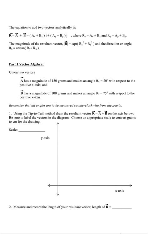 Solved The Equation To Add Two Vectors Analytically Is R Ã