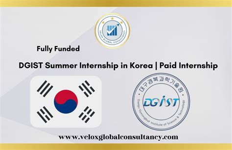 Dgist Summer Internship 2026 Fully Funded Research In Korea Velox Global Consultancy