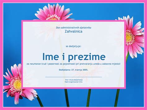 Certifikat Za Zaposlenika Mjeseca Dizajn S Plavim Lancem