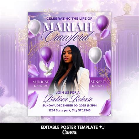 Memorial Balloon Release Print Poster Funeral Flyer Memorial Flyer