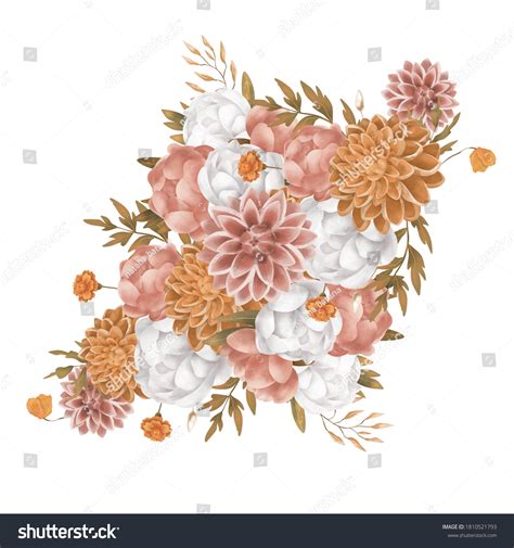 Raster Floral Arrangement Flower Bouquet On Stock Illustration
