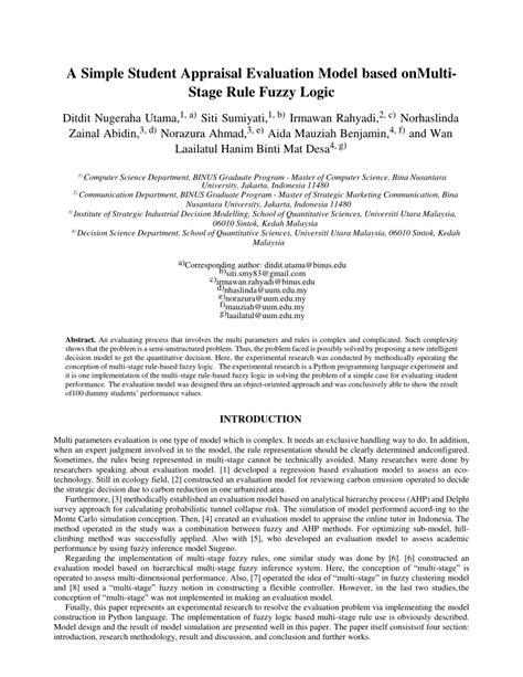 PDF A Simple Student Appraisal Evaluation Model Based On Multi Stage