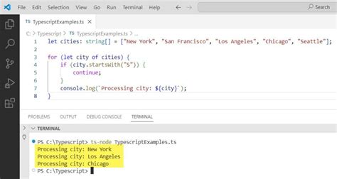 How To Use The Continue Statement In Typescript For Loops