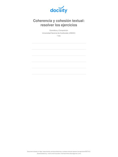 Docsity Coherencia Y Cohesion Textual Resolver Los Ejercicios