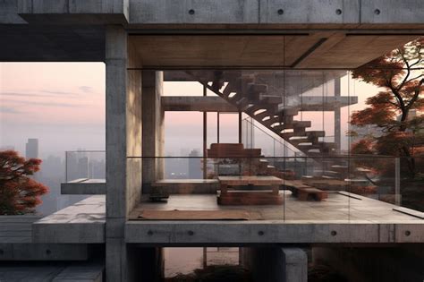 Premium Photo Brutalist Residential Architecture With Large Generative Ai