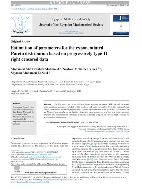 Pdf Estimation Of Parameters For The Exponentiated Pareto