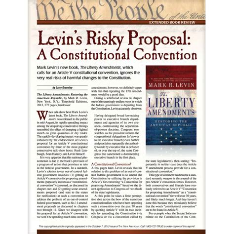 Levins Risky Proposal A Constitutional Convention Reprint