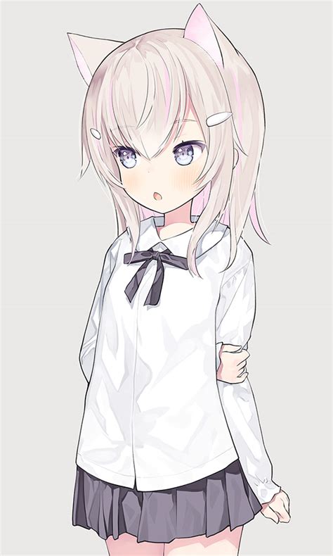 Safebooru 1girl Arm Behind Back Arm Grab Black Bow Black Skirt Blue Eyes Bow Capriccio
