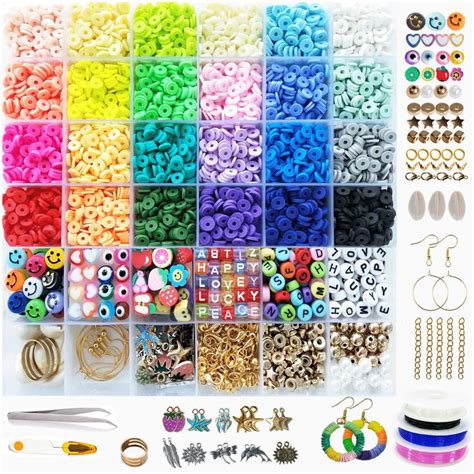 5800pcs Polymer Clay Beads For Bracelets Making，24 Colors Flat Circle