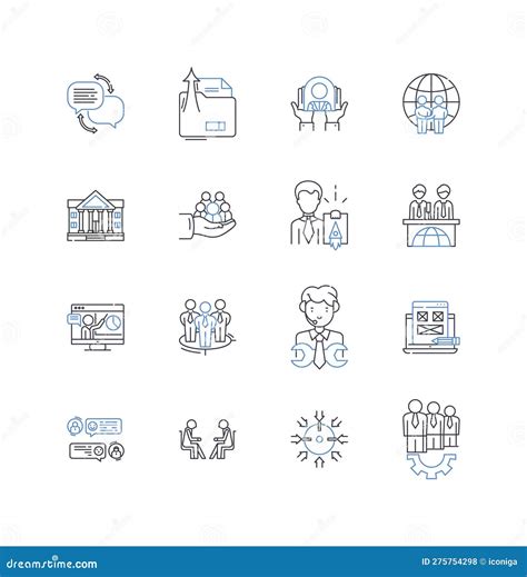 Collaborative Teamwork Line Icons Collection Collaboration Unity