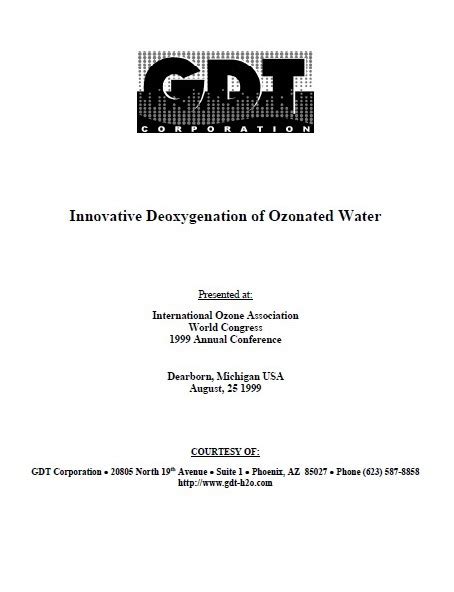 Innovative Deoxygenation Of Ozonated Water Aquaenergy Expo Knowledge Hub