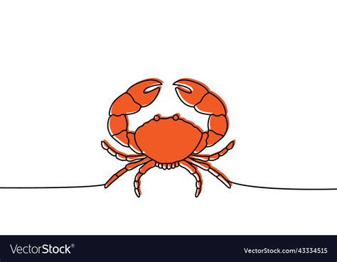 Set Of Crab One Line Colored Continuous Drawing Vector Image