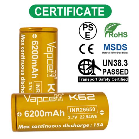 Bateria 26650 Vapcell K62 Inr26650 6200mah Linterna Eledelitio