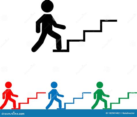 Silueta De Un Hombre Escalando Escaleras Ilustración Del Vector