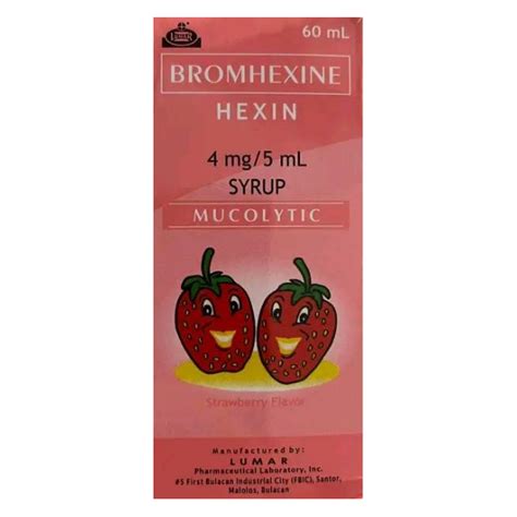Hexin Bromhexine Hydrochloride 4mg 5ml Syrup 60ml Strawberry Price In