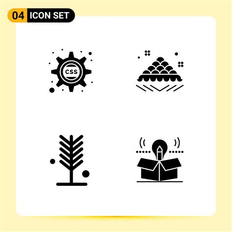 4 User Interface Solid Glyph Pack Of Modern Signs And Symbols Of Cascading Eco Css Gear Fast
