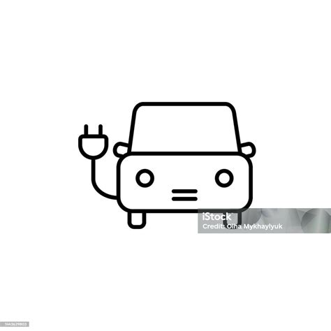 전기 자동차 아이콘입니다 전기 자동차 케이블 윤곽 및 플러그 충전 검은색 기호 친환경 전기 자동차 개념 벡터 전기 일러스트 Eps 10 0명에 대한 스톡 벡터 아트 및 기타
