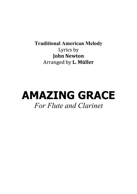 Amazing Grace For Flute And Clarinet With Chords Arr L Müller
