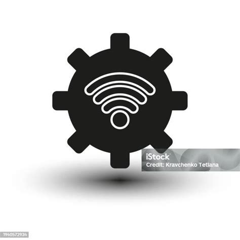 기어가 있는 Wifi 연결 신호 아이콘입니다 벡터 일러스트 레이 션입니다 주당순이익 10 0명에 대한 스톡 벡터 아트 및 기타