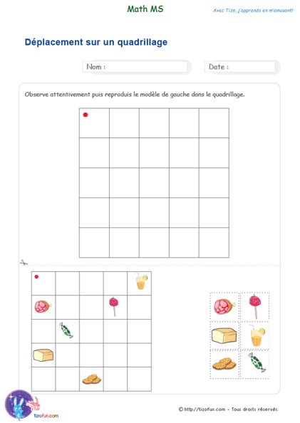 Logique Mathematiques Maternelle Ms Deplacement Sur Un Quadrillage