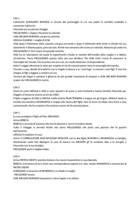 Centanni Di Solitudine Riassunto Schemi E Mappe Concettuali Di