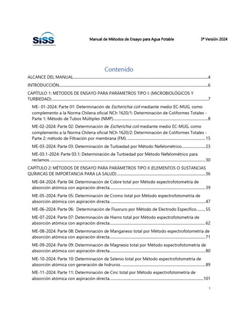 R 2073 2024 Manual De Métodos De Ensayo Para Auga Potable Siss 3ra