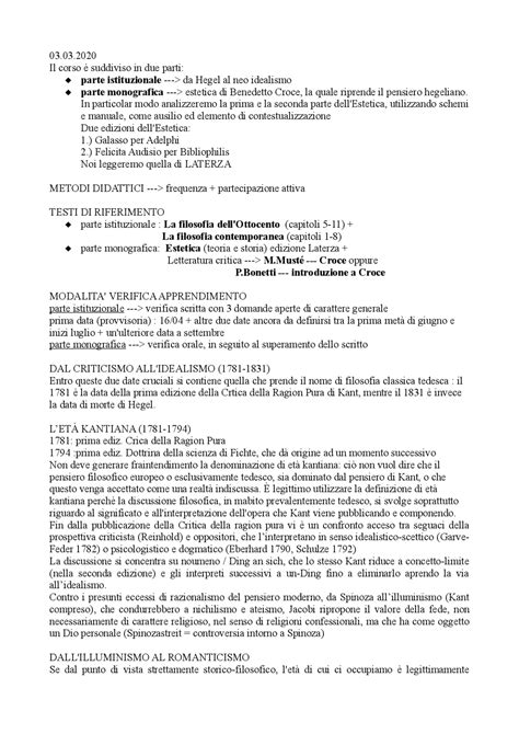 Appunti Delle Lezioni Del Modulo Istituzionale Di Storia Della