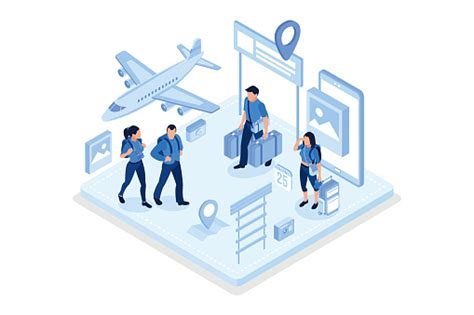 활성 여행 개념 템플릿 웹 배너 인포 그래픽 영웅 이미지 아이소메트릭 벡터 현대 일러스트레이션에 사용할 수 있습니다 비행기에 대한 스톡 벡터 아트 및 기타 이미지 Istock