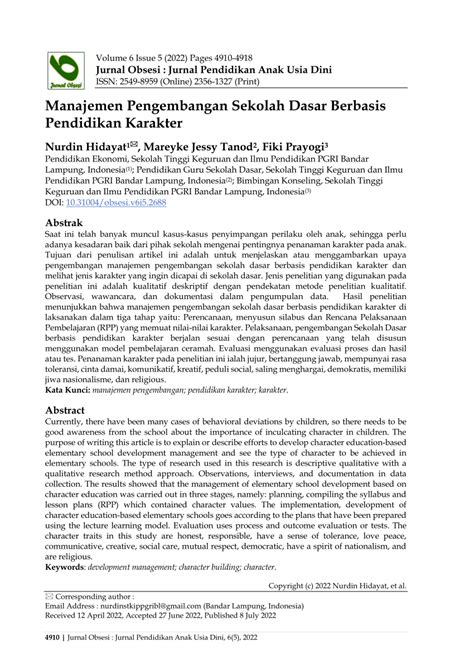 PDF Manajemen Pengembangan Sekolah Dasar Berbasis Pendidikan Karakter