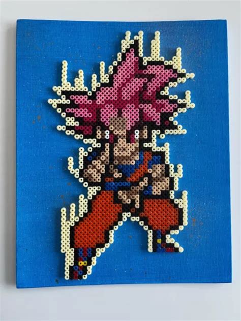 PIXEL ART Perles A Repasser Tableau De Goku Super Saiyen Divin Avec