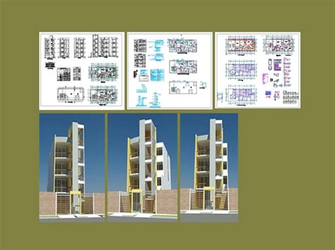 Edificio Multifamiliar 6 Pisos En Dwg 64846 Kb Librería Cad