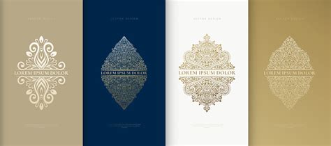 황금 프레임의 벡터 세트입니다 우아하고 고전적인 요소 보석 미용 및 패션 산업에 사용할 수 있습니다 로고 엠블럼 또는 원하는 아이디어에 적합합니다 0명에 대한 스톡 벡터