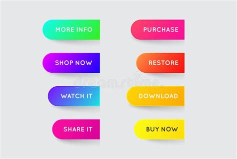 Vector Set Of Modern Gradient App Or Game Buttons Stock Vector