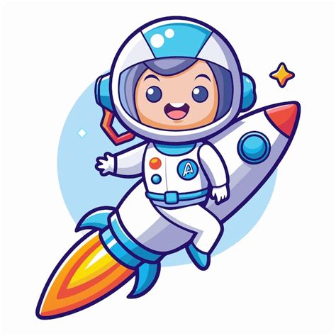 Cute Astronaut Floating With Rocket In Space Cartoon Vector Icon