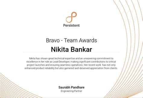 🎉 Honored To Receive The Bravo Team Award Nikita Bankar