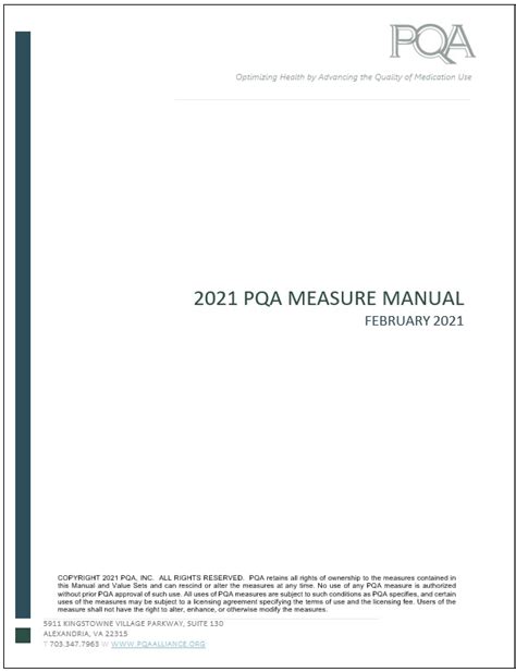Pqa Publishes 2021 Measure Manual And Value Sets