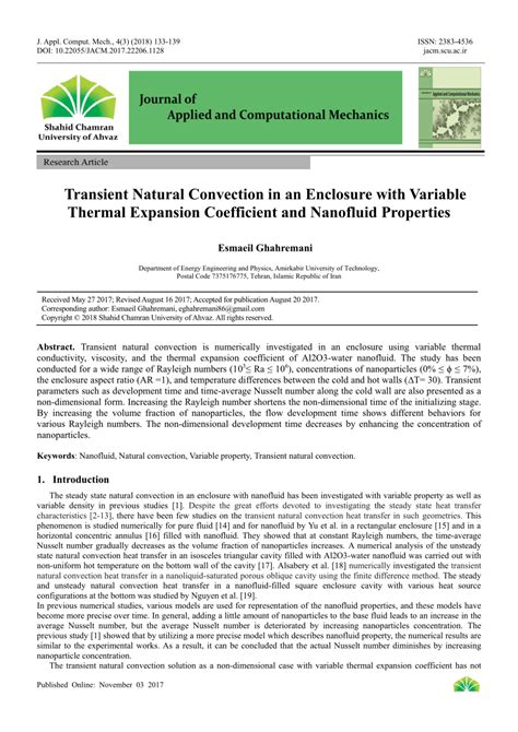 PDF Transient Natural Convection In An Enclosure With Variable