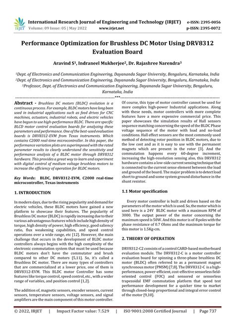 Performance Optimization For Brushless Dc Motor Using Drv8312 Evaluation Board Pdf